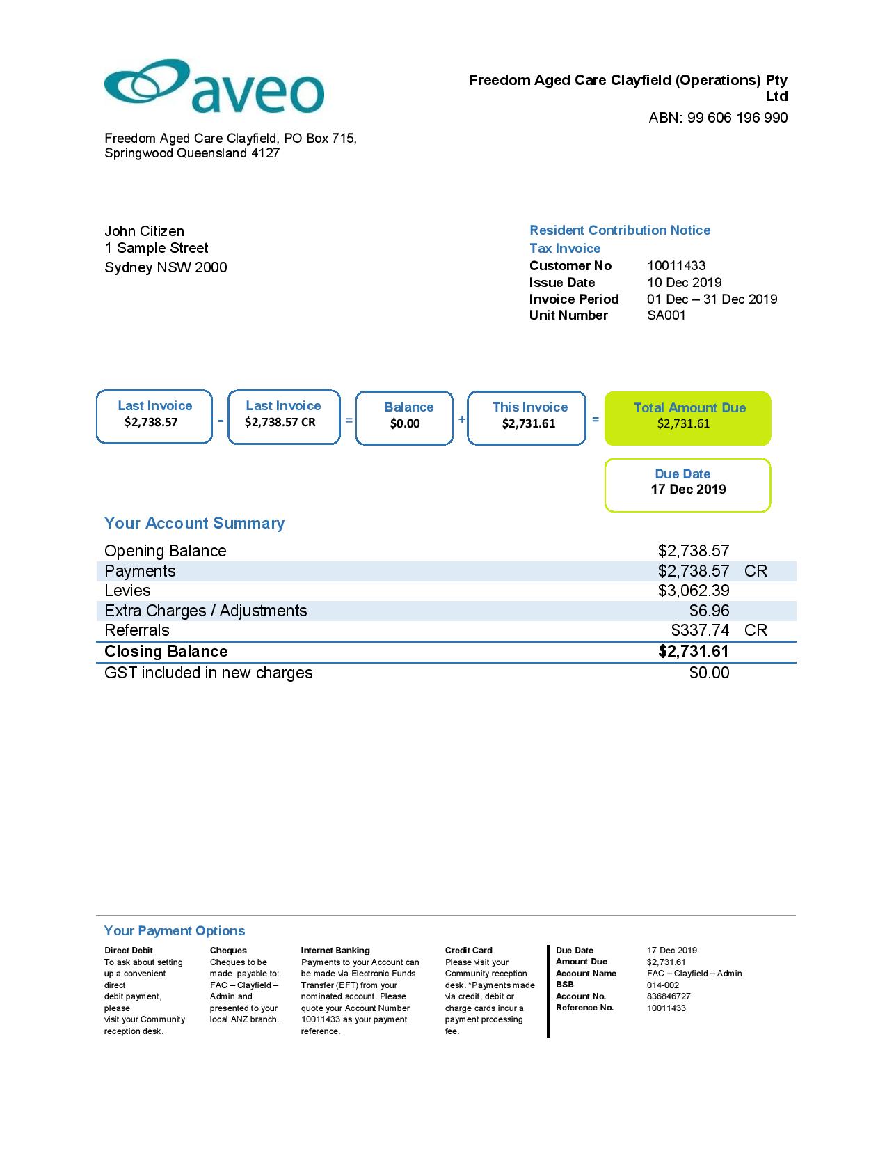 Australia Aveo Bank Statement Page 1 Template (100% Free ...