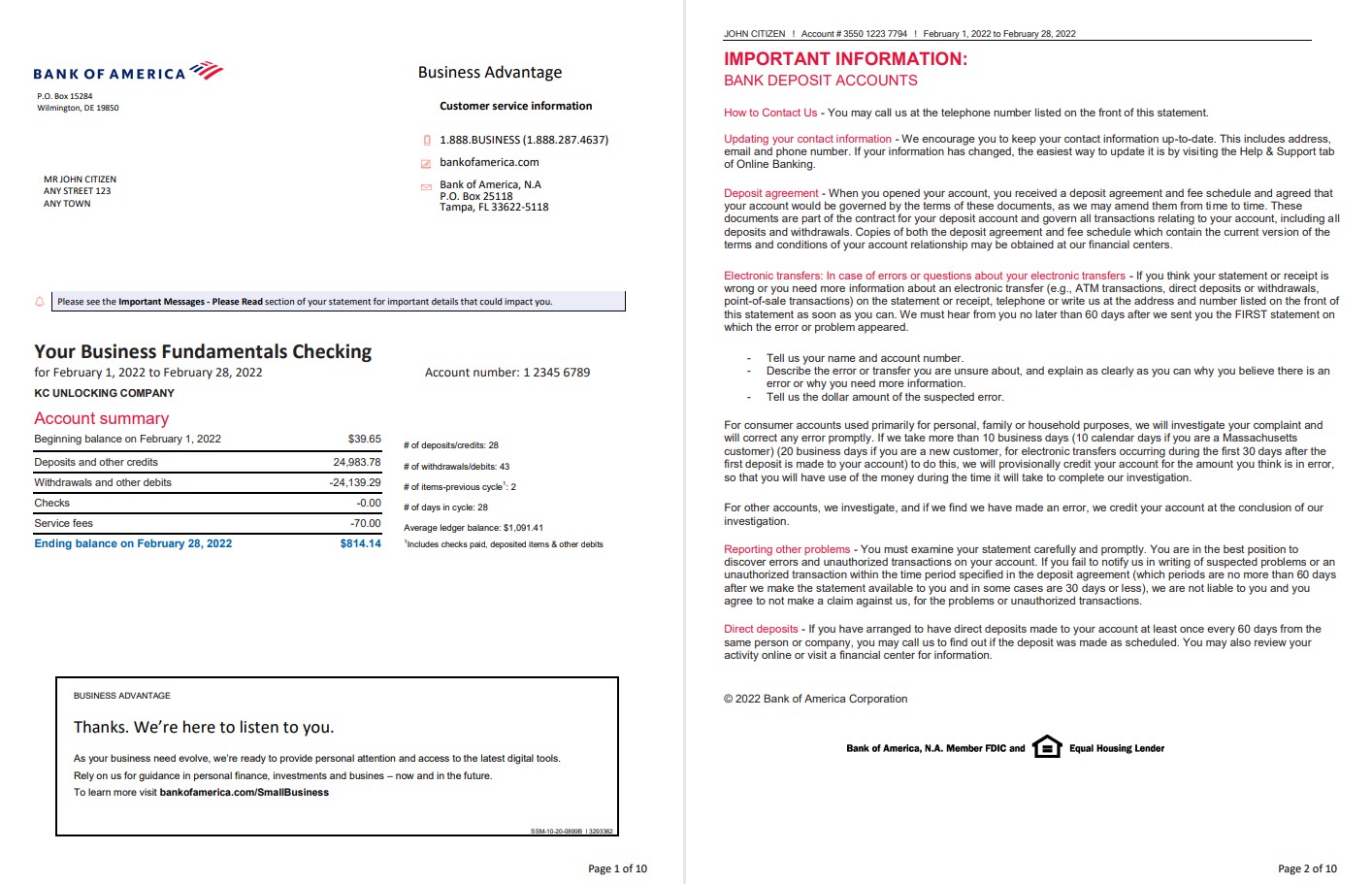 United States Bank Statement Templates - BankStatements.net